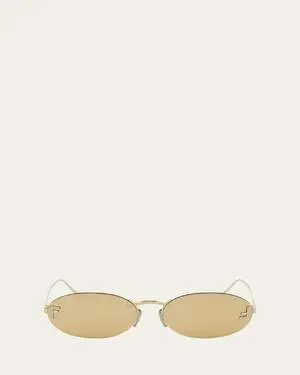 Fendi Embellished FF Oval Sunglasses Sbeig/smkg