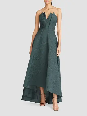 Theia Imogen Strapless High-low Jacquard Gown