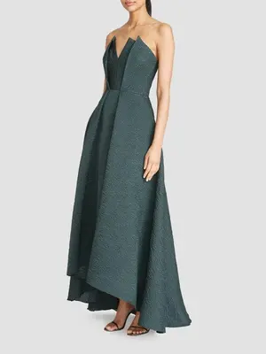Theia Imogen Strapless High-low Jacquard Gown