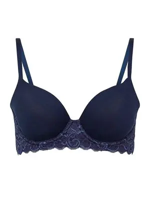 Hanro Luxury Mots Lace T-shirt Bra Deep Navy