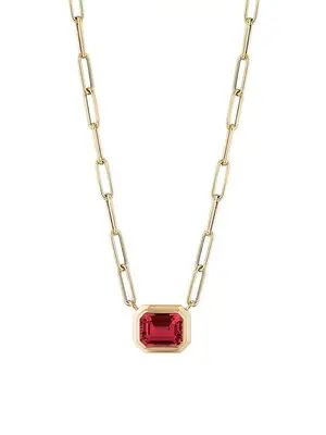 Goshwara Manhattan 18k Gold & Garnet Pendant Necklace - Red