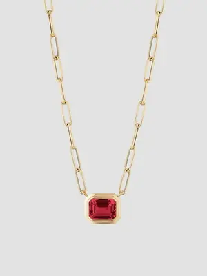 Goshwara Manhattan 18k Gold & Garnet Pendant Necklace - Red
