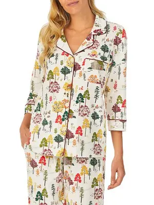 BEDHEAD PAJAMAS Women's Two-Piece Classic Forrest-Print Pajama Set - Forest Retreat  - Forest Retreat