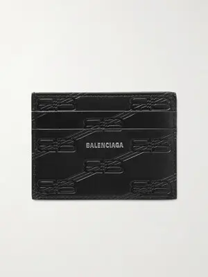 Balenciaga Logo-print Monogrammed Leather Cardholder - Black