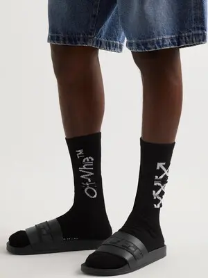 Off-White Webbing-trimmed Rubber Slides