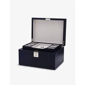 Smythson Mara Three-drawer Leather Jewellery Box - Navy