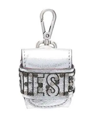 DIESEL® Leather Coin Pocket Keyring With Stud Detailing