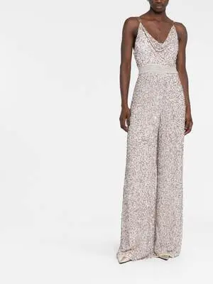 Alice + Olivia Riska Sequin Embellished Cowl Neck Jumpsuit