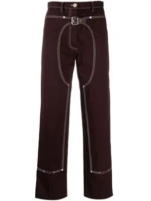 Stella McCartney Contrast-stitch Straight-leg Trousers - Brown