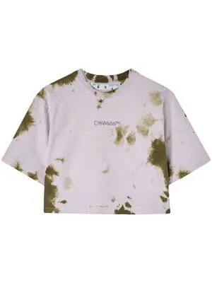 Off-White Tie-dye Cropped Top - Pink