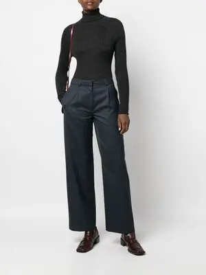 LOW CLASSIC Wool-blend Straight-leg Trousers - Blue
