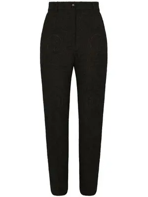 Dolce & Gabbana High-waisted Jacquard Trousers - Black