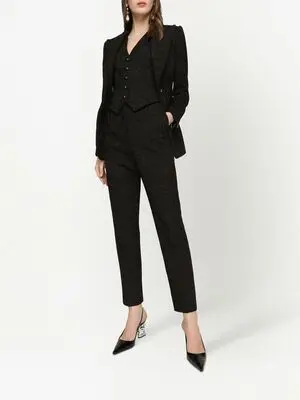 Dolce & Gabbana High-waisted Jacquard Trousers - Black