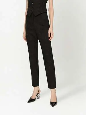 Dolce & Gabbana High-waisted Jacquard Trousers - Black