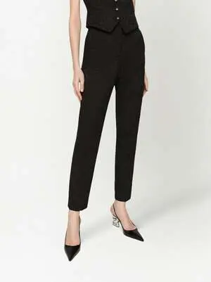 Dolce & Gabbana High-waisted Jacquard Trousers - Black
