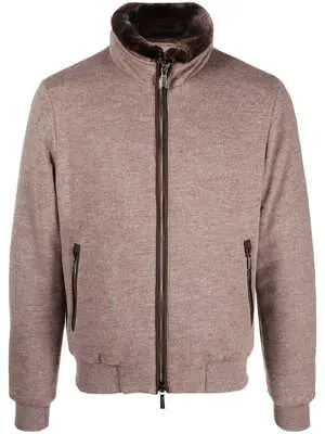 MOORER Padded Zip-up Jacket - Brown