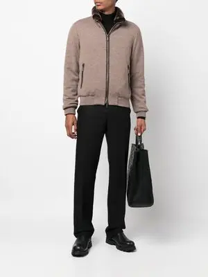 MOORER Padded Zip-up Jacket - Brown