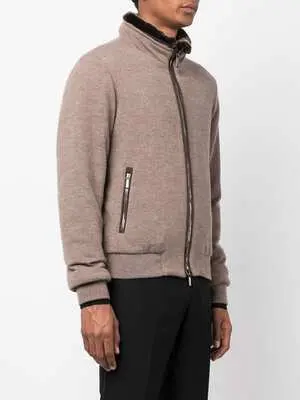 MOORER Padded Zip-up Jacket - Brown