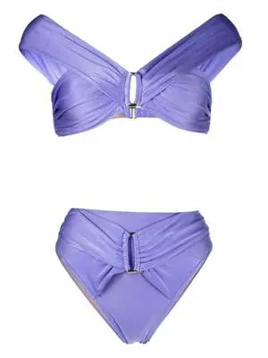 NOIRE SWIMWEAR Gathered-detail High-waisted Bikini - Purple