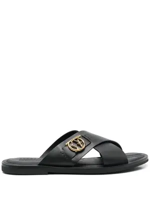 FERRAGAMO Logo-plaque Leather Sandals