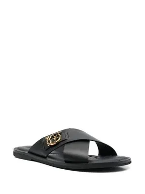 FERRAGAMO Logo-plaque Leather Sandals