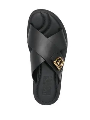 FERRAGAMO Logo-plaque Leather Sandals