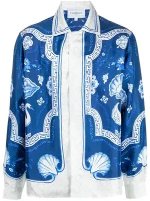 Casablanca Embroidered Button-down Silk Shirt