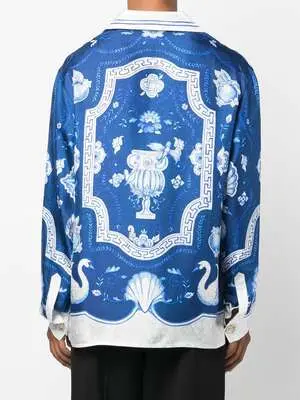 Casablanca Embroidered Button-down Silk Shirt