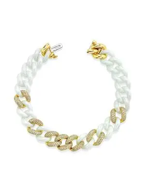 Shay 18kt Ceramic And Diamond Chain-link Bracelet - Gold