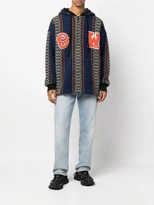 Off-White Geometric-patterned Alpaca-blend Hoodie