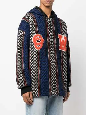 Off-White Geometric-patterned Alpaca-blend Hoodie
