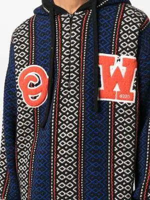 Off-White Geometric-patterned Alpaca-blend Hoodie
