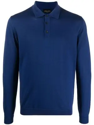 ROBERTO COLLINA Long-sleeve Polo Shirt - Blue