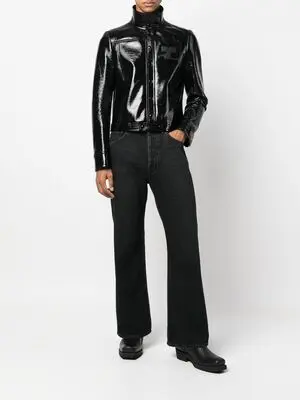 COURREGES Logo-patch Faux Leather Jacket - Black