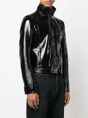 COURREGES Logo-patch Faux Leather Jacket - Black