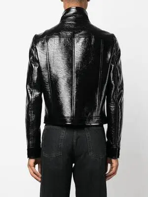 COURREGES Logo-patch Faux Leather Jacket - Black