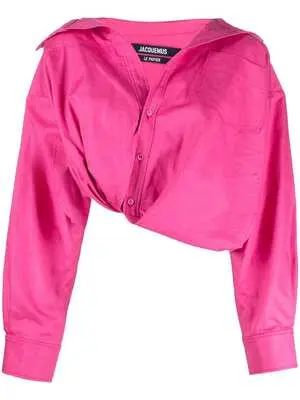 Jacquemus La Chemise Mejean Tucked Blouse - Pink