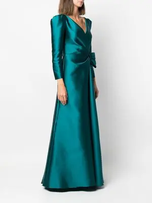 Alberta Ferretti Bow-embellished Satin Gown