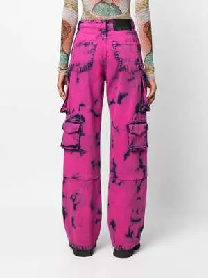 MSGM Two-tone Acid-wash Wide Leg Jeans