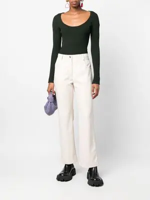 MSGM High-waisted Faux-leather Trousers