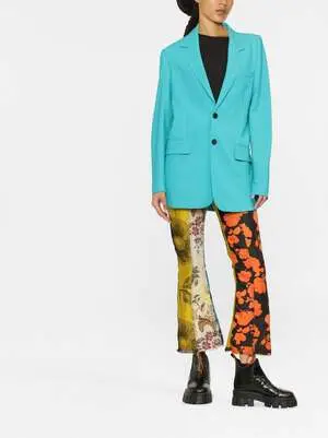 MSGM Notched Lapels Single-breasted Blazer - Blue