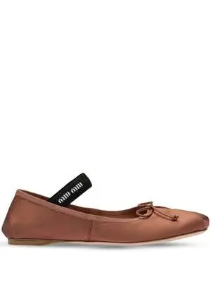 Miu Miu Satin Ballerina Shoes - Brown