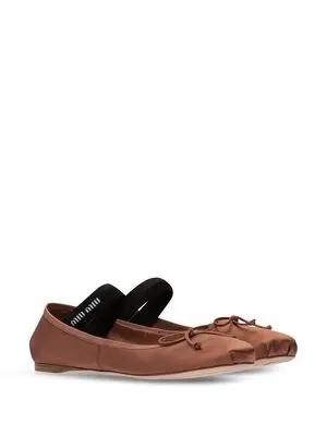 Miu Miu Satin Ballerina Shoes - Brown