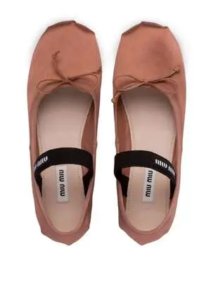 Miu Miu Satin Ballerina Shoes - Brown
