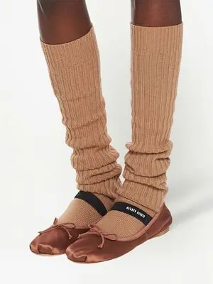 Miu Miu Satin Ballerina Shoes - Brown