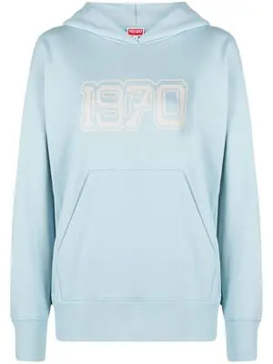 Kenzo Graphic-print Cotton Hoodie - Blue