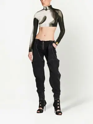 Balmain Spray Paint Effect Cropped Top