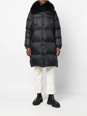 YVES SALOMON Lambswool Collar Down Coat - Black