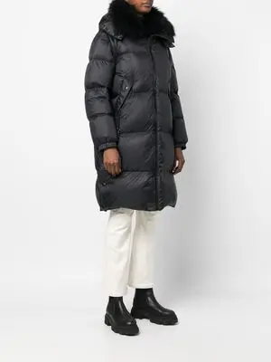 YVES SALOMON Lambswool Collar Down Coat - Black