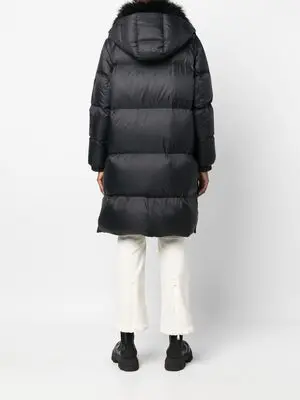 YVES SALOMON Lambswool Collar Down Coat - Black